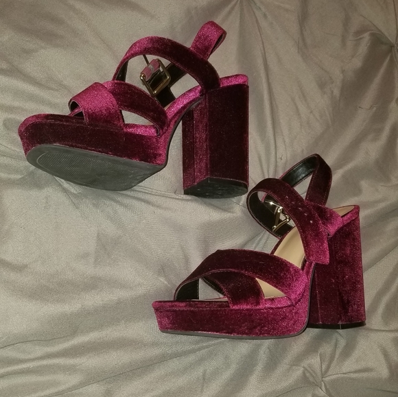 Target | Shoes | Burgandy Velvet Platform Heels | Poshmark